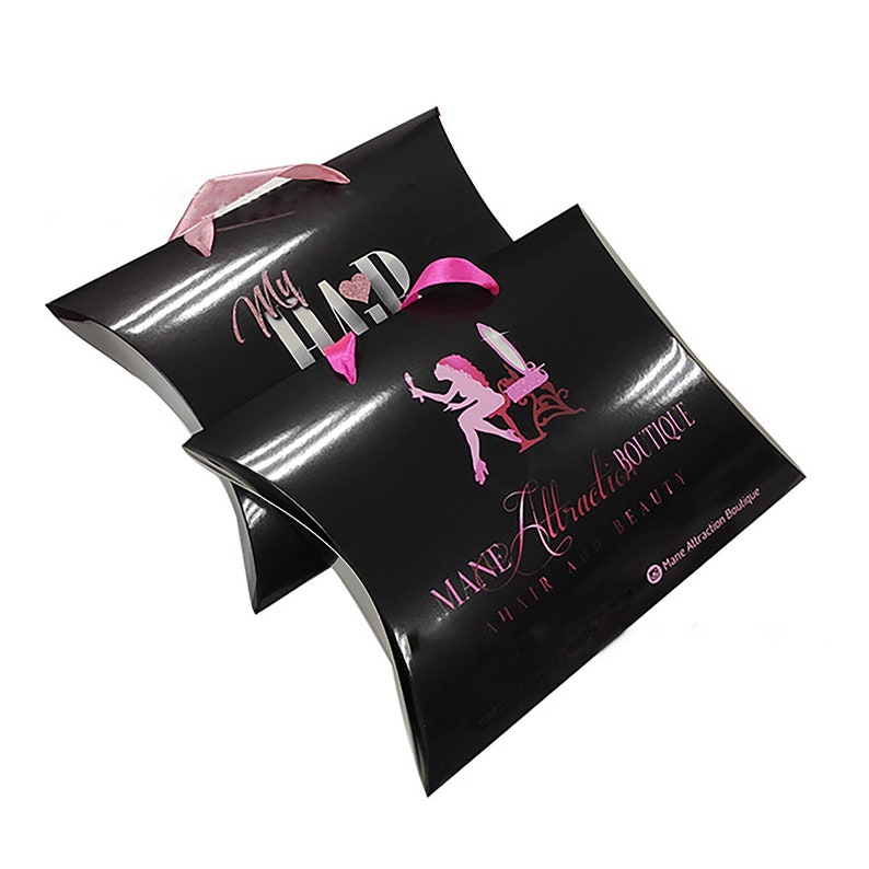 Custom Paper Pillow Box for Hair Wig Bundles and Extensions - Etsy