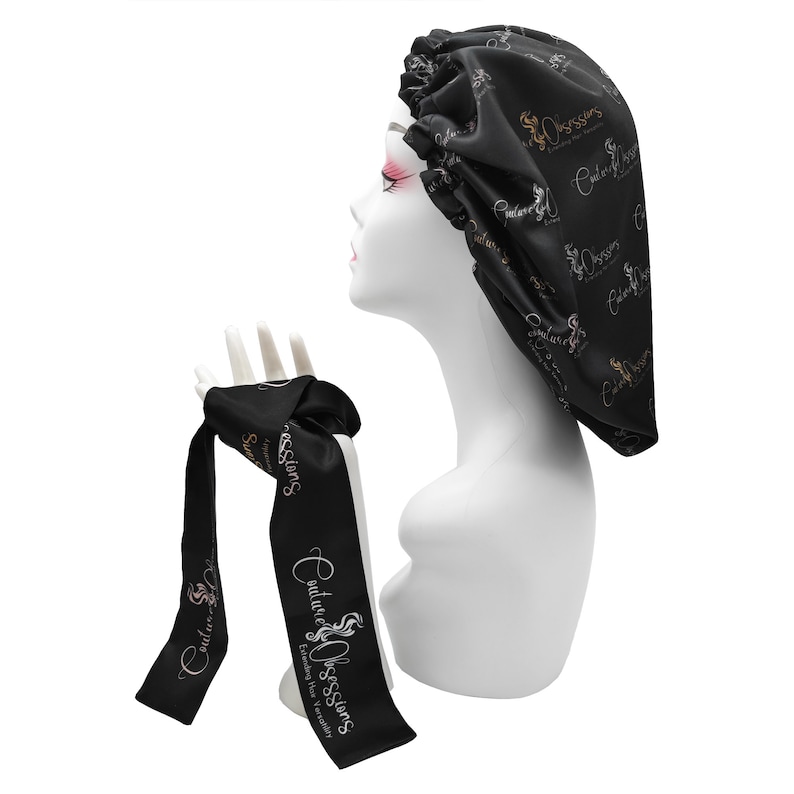 Custom Logo Repeated Bonnet / Edge Wraps, Silk Satin Soft Bonnet ...