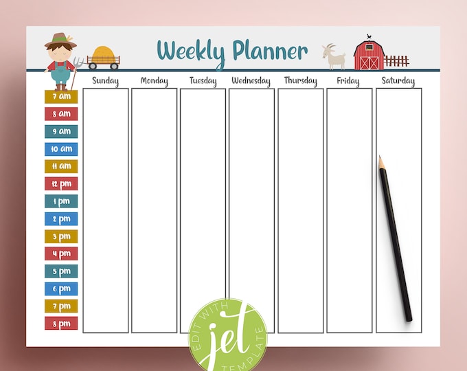 Weekly Routine Chart for Kids Daily Schedule Printable, Kids ...