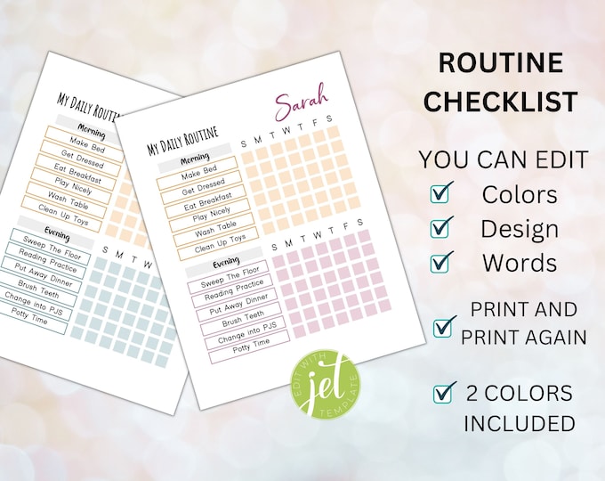 Editable Daily Routine, Morning Routine, Bedtime Checklist, Visual ...