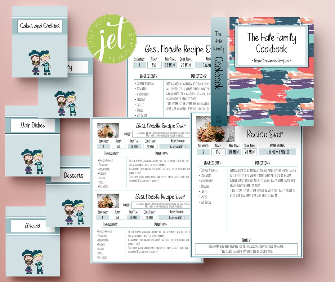 EDITABLE DIY Cookbook Template, Customizable Digital Recipe Book ...