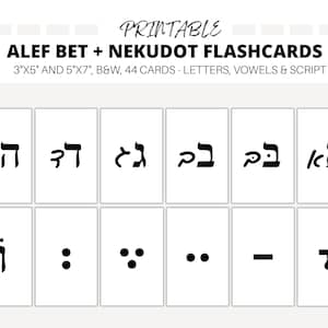 Hebrew Flash Cards for Kids, Hebrew Alphabet, Jewish Cards, Hebrew ...
