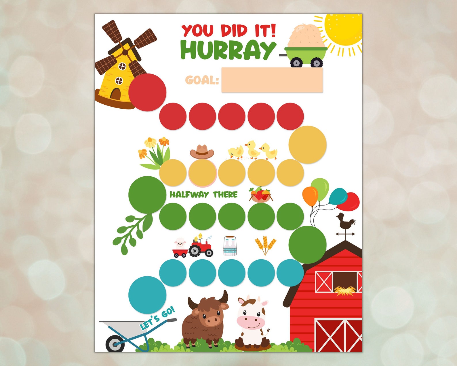 Printable Sticker Chart for Kids, Farm Reward Chart, Potty Training ...