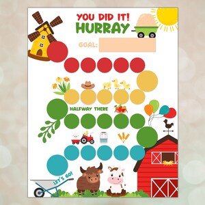 Printable Sticker Chart for Kids, Farm Reward Chart, Potty Training ...