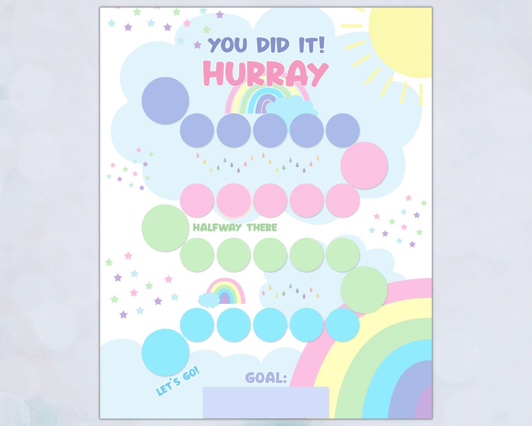 Girls Reward Chart, Rainbow Sticker Chart for Toddler Girl, Reward ...
