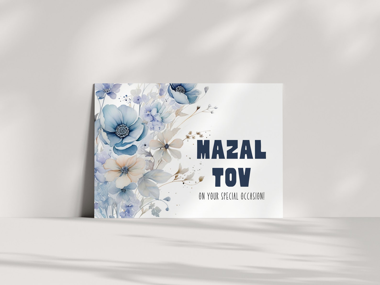 Editable Mazal Tov Cards, Bat Mitzvah Card, Baby Boy Shower, Floral ...
