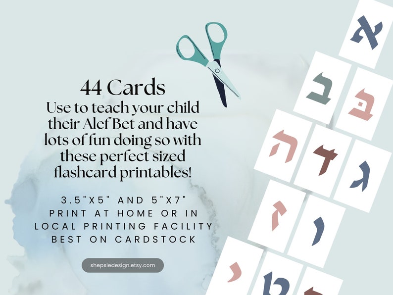 Printable Alef Bet Flash Cards: Hebrew Alphabet Learning (digital ...