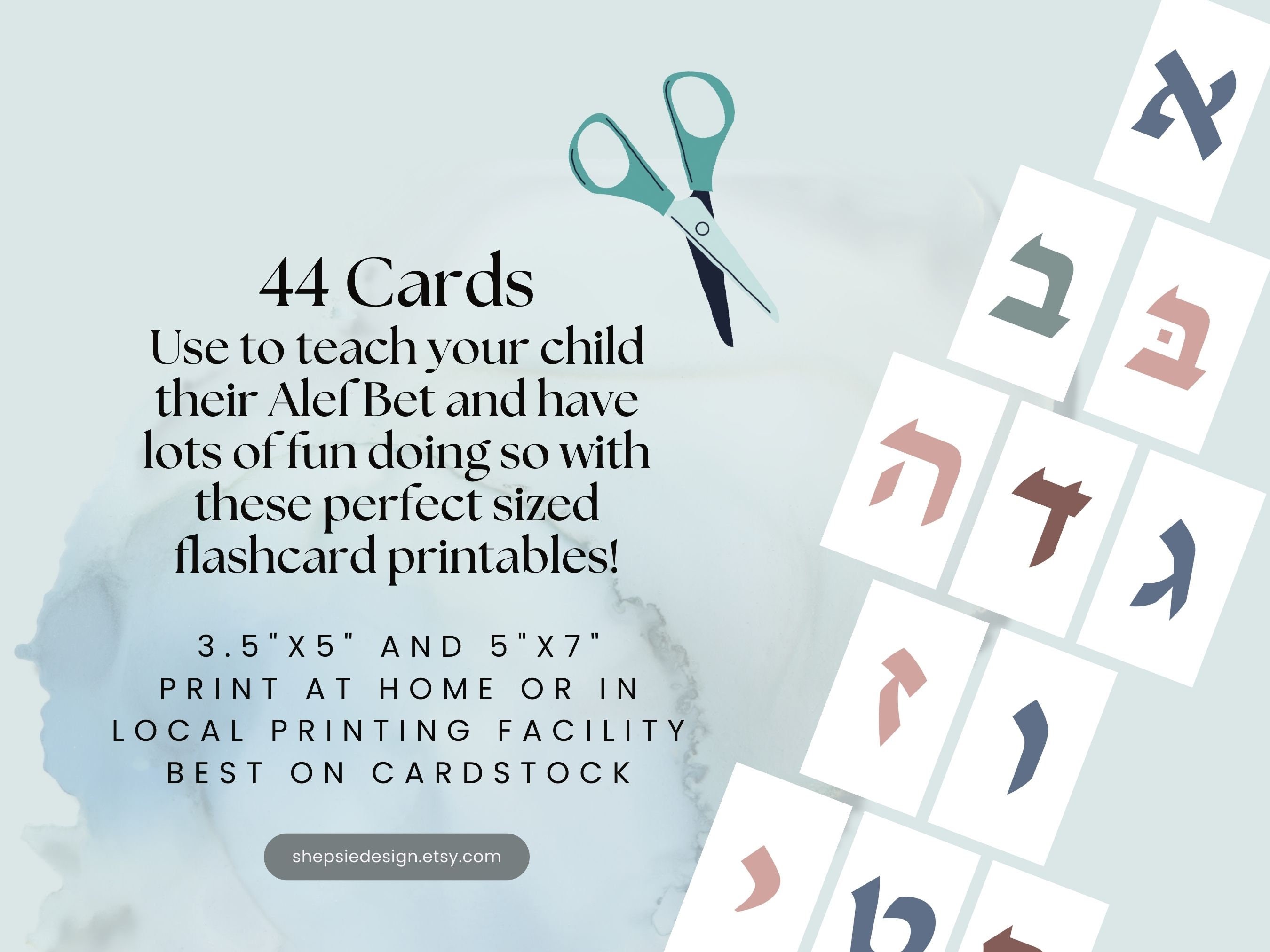 Printable Alef Beis Flash Cards, Jewish Flashcards for Kids, Alef Bet ...