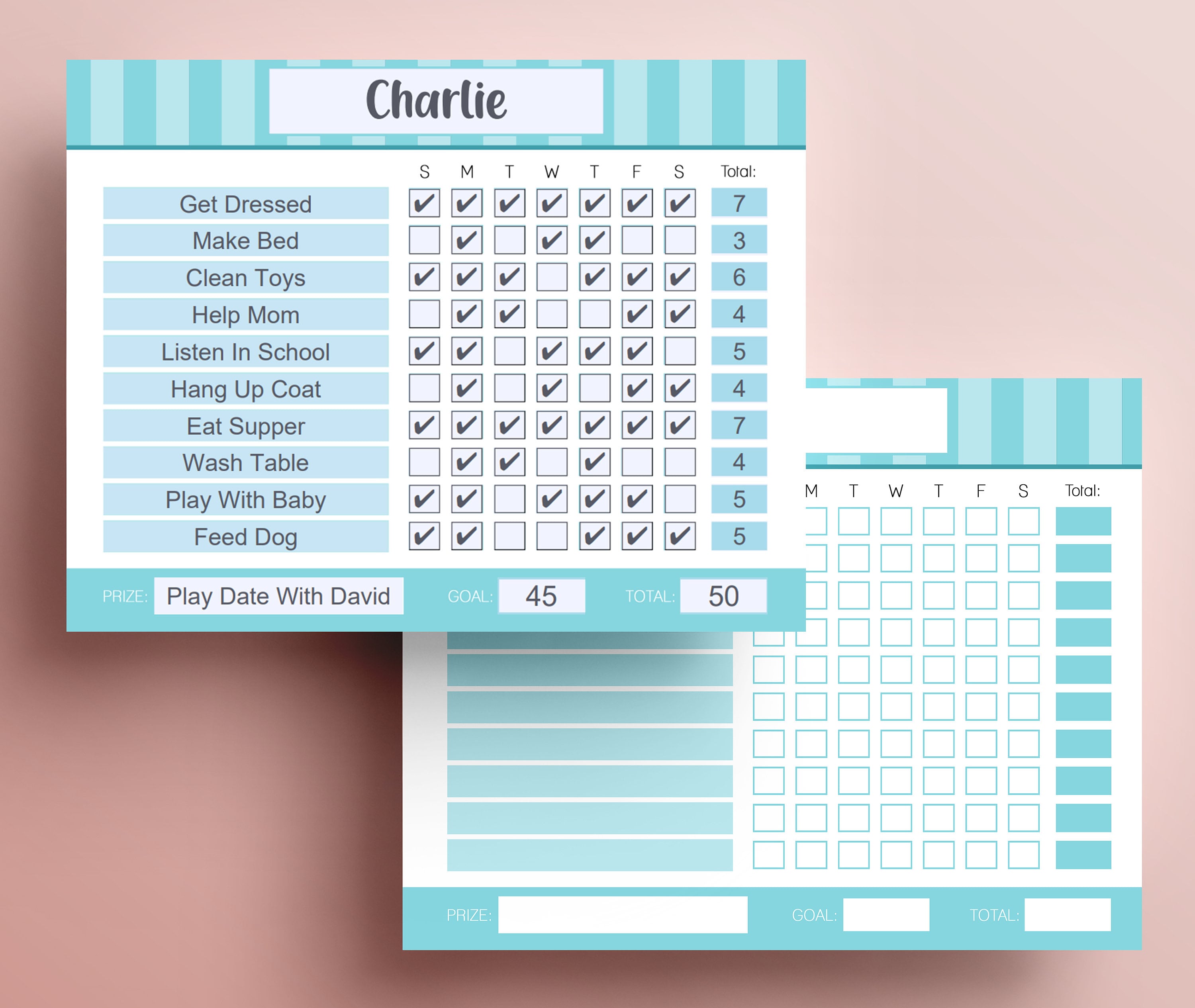 Children Routine Chart, Reward Chart Boys, Editable Chore Chart for ...