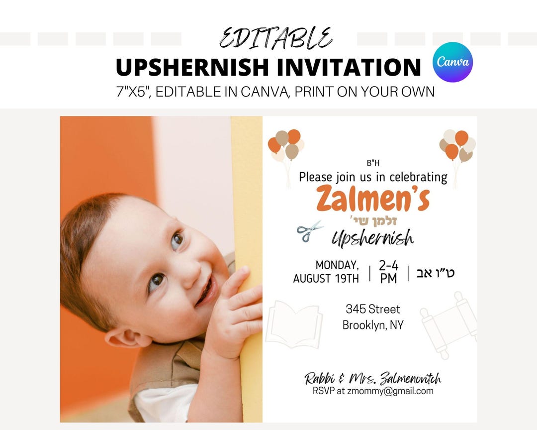 Upsherin Invitation, Upshernish Invite, 3rd Birthday Invitation ...