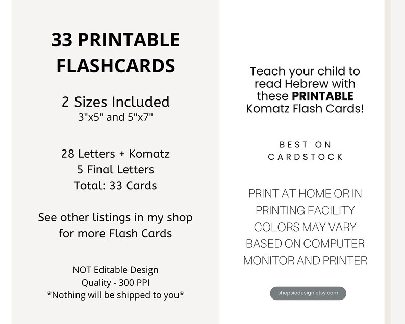 Hebrew Alphabet Flashcards, Alef Bet, Hebrew Letters Printable, Judaica ...