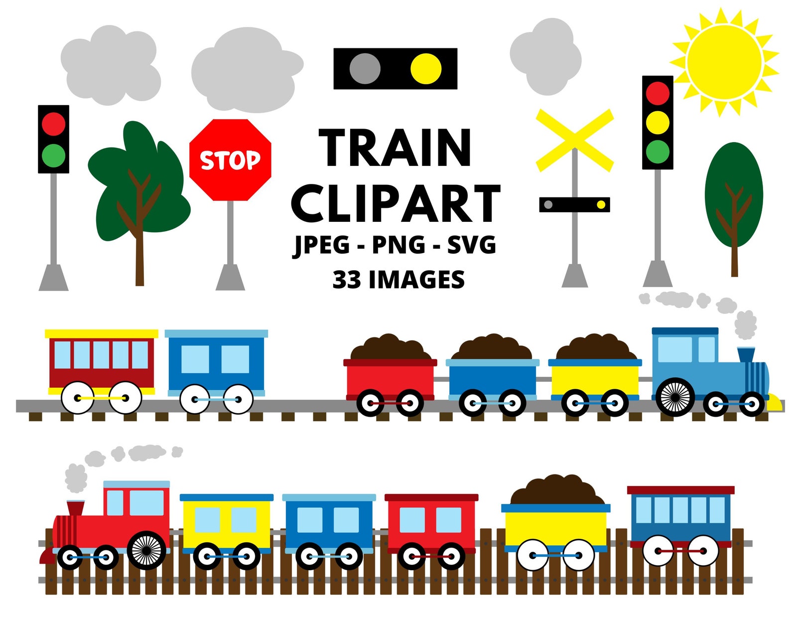 Train Clipart SVG, Transportation Clipart Png, Sublimation Design Print ...