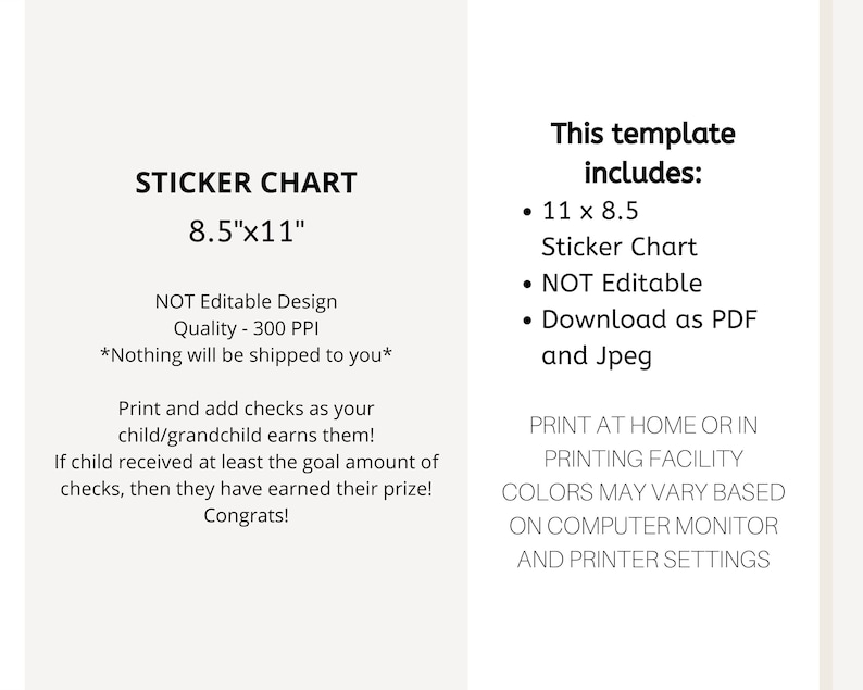 Truck Sticker Chart Printable Template for Boys Construction - Etsy