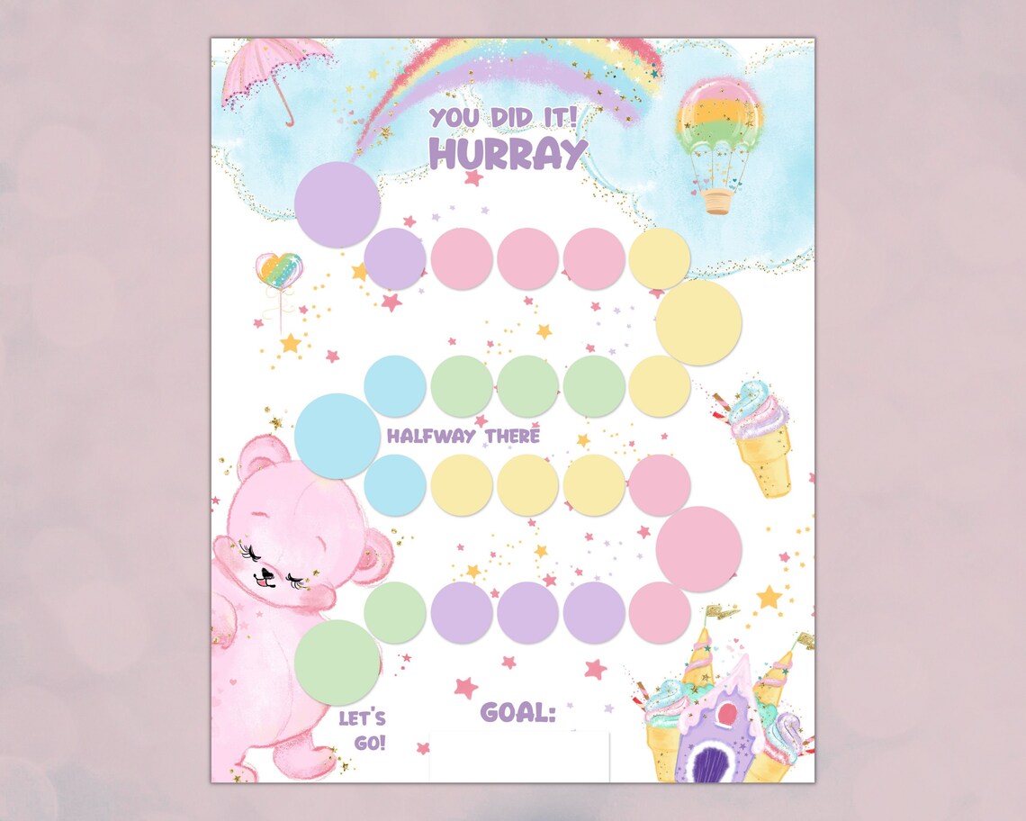 Unicorn Sticker Chart for Kids, Rainbow Chore Chart, Unicorn Reward ...