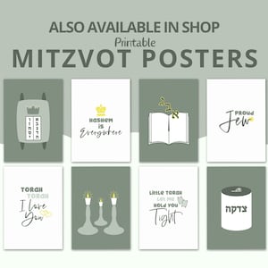 Printable 10 Mivtzoyim, Mitzvah, Hebrew Posters for Kids, Jewish Baby ...
