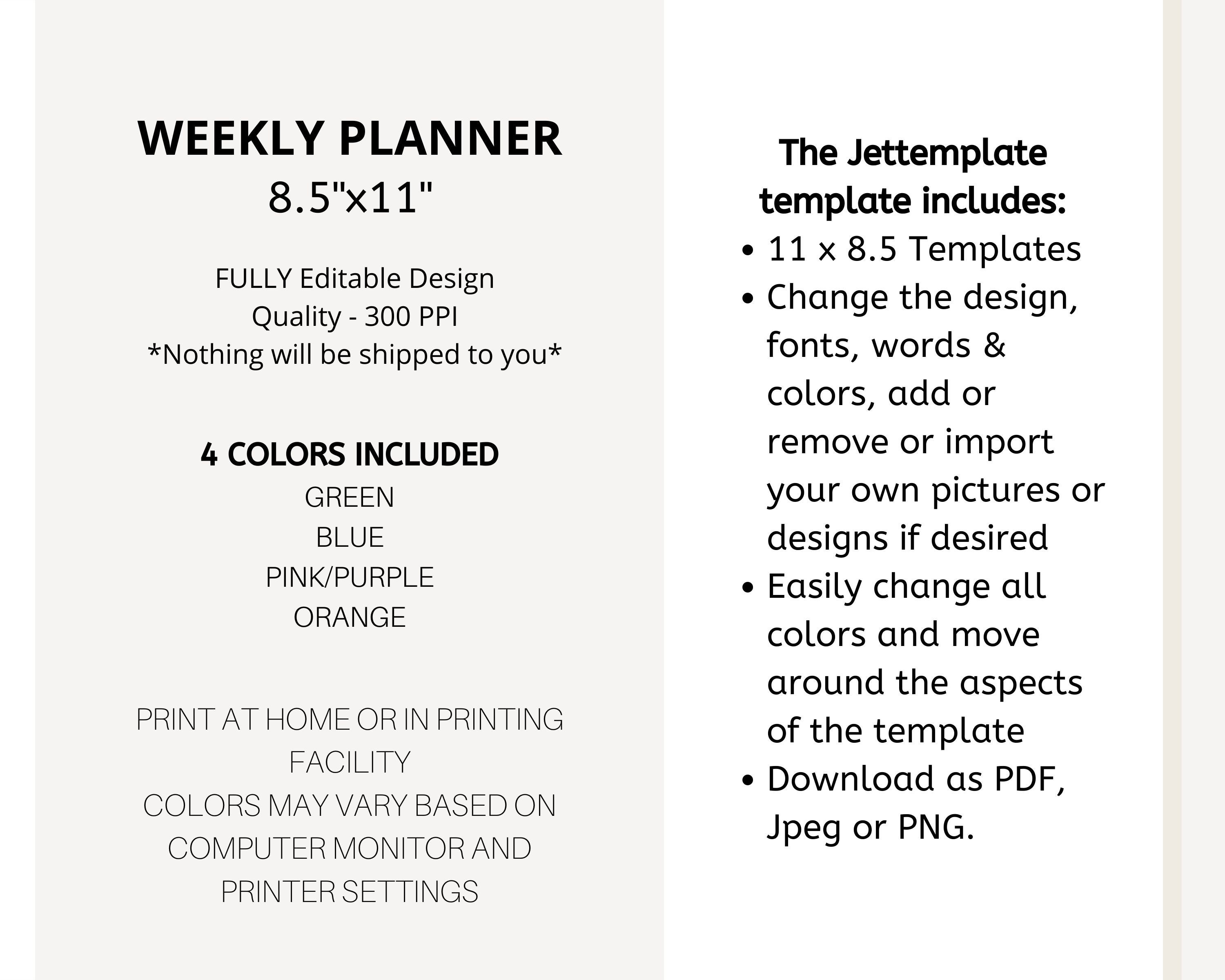 Editable Weekly Block Calendar, Printable Daily Schedule for Toddlers ...