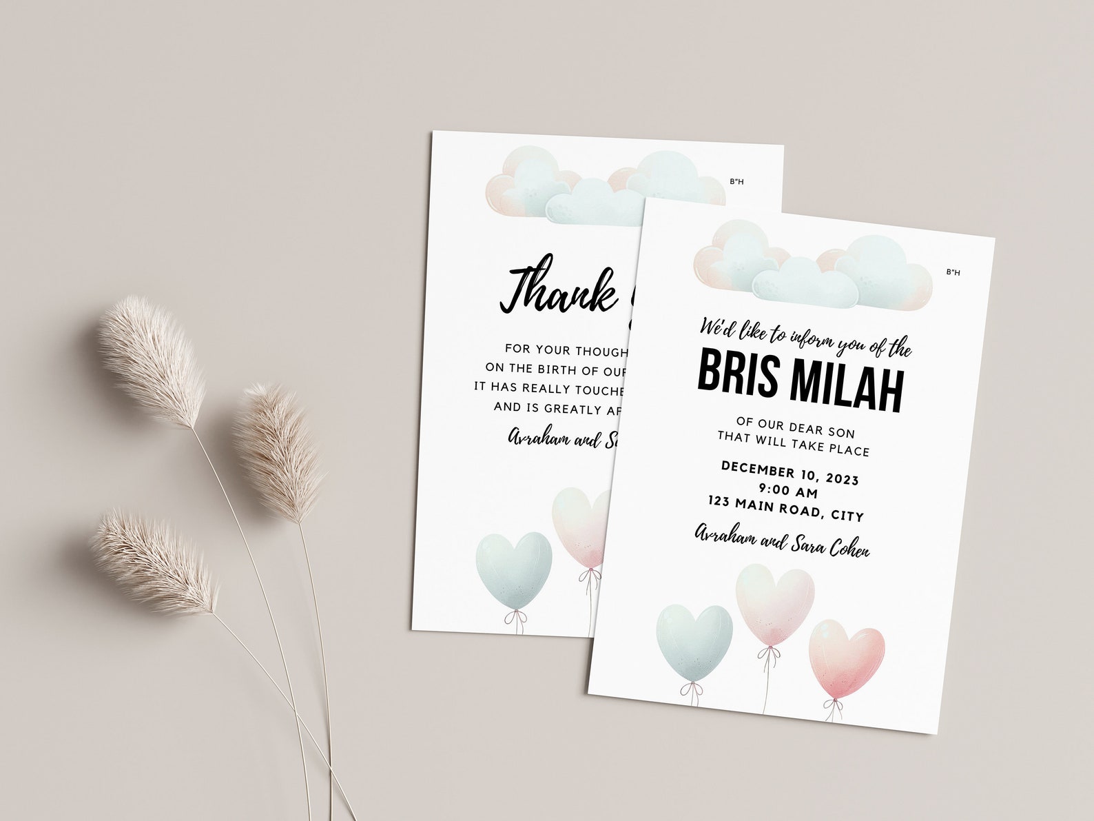 Brit Milah Invitation, CANVA TEMPLATE, Circumcision, Upshernish Invite ...