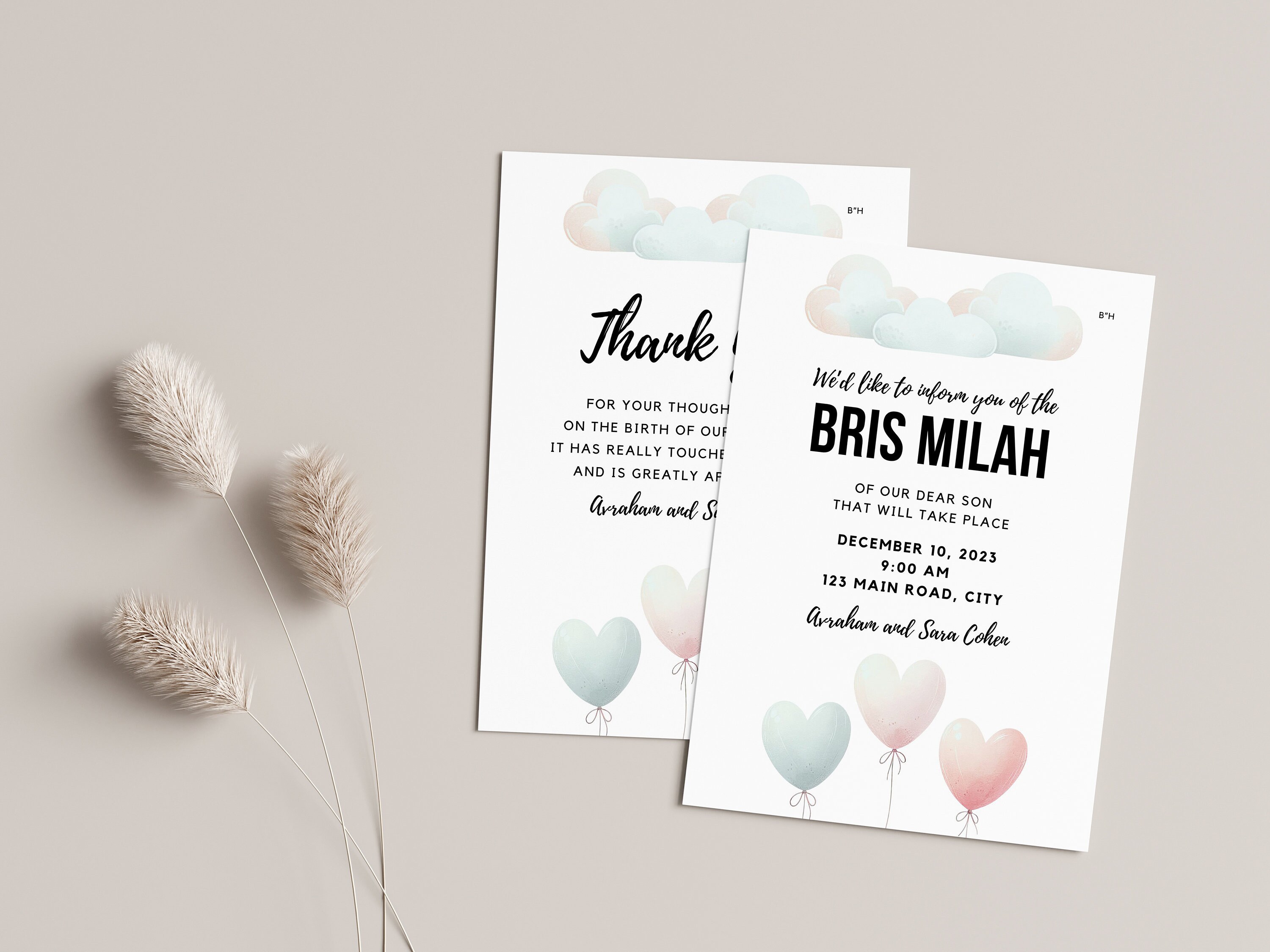 Brit Milah Invitation, CANVA TEMPLATE, Circumcision, Upshernish Invite ...