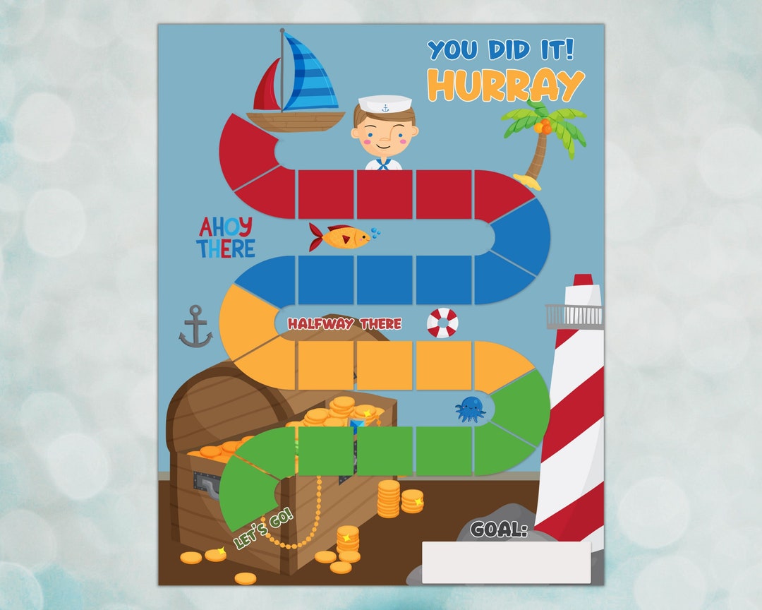 Sticker Chart for Boys, Pirate Reward Chart, Potty Training Chart ...