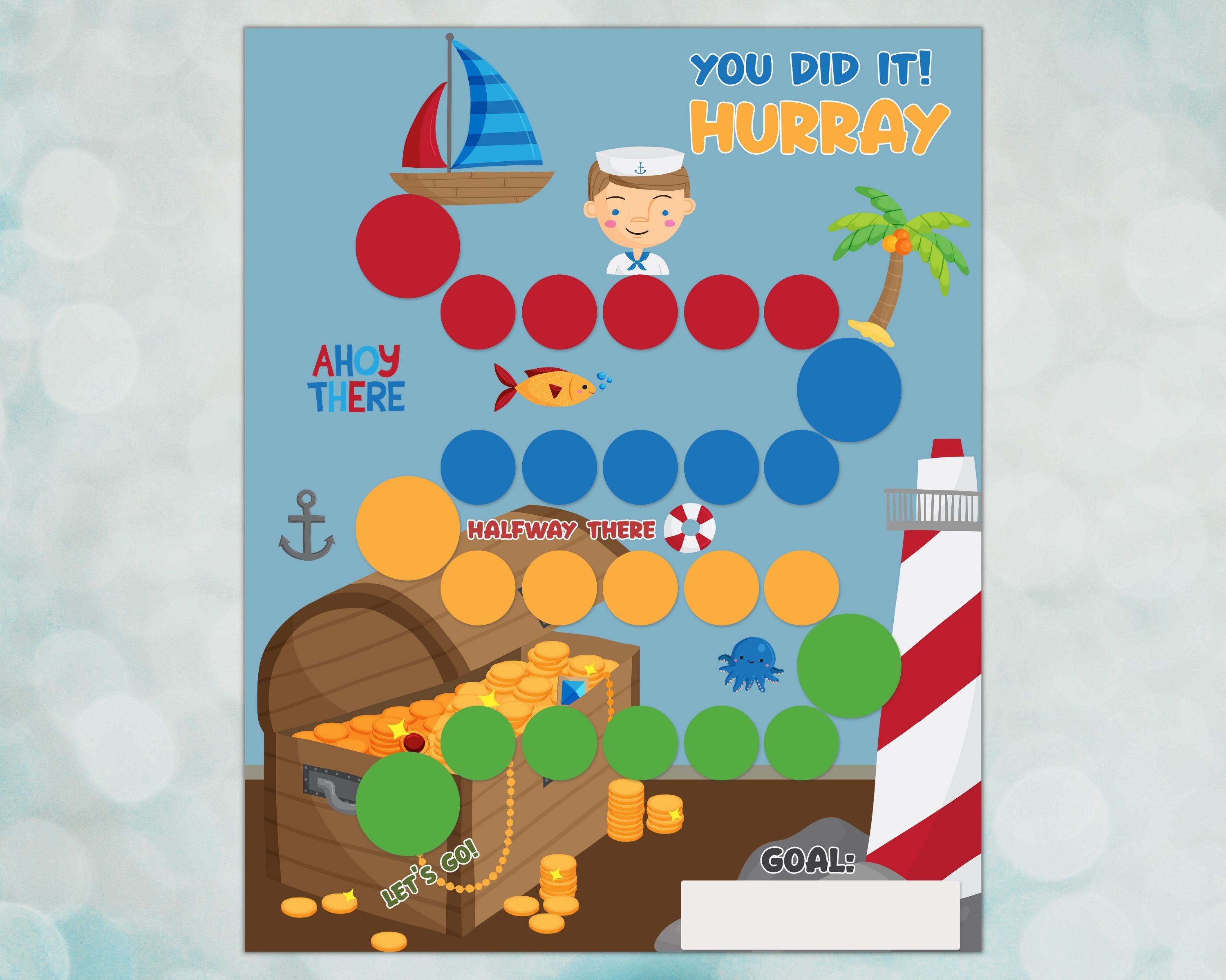 Treasure Reward Sticker Chart for Kids for Toddler for Boy - Etsy
