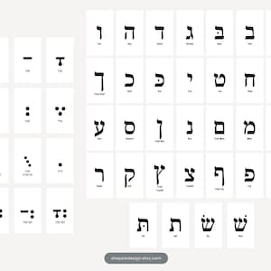 Alef Bet Flash Cards Printable, Hebrew Alphabet, Jewish Cards, Aleph ...