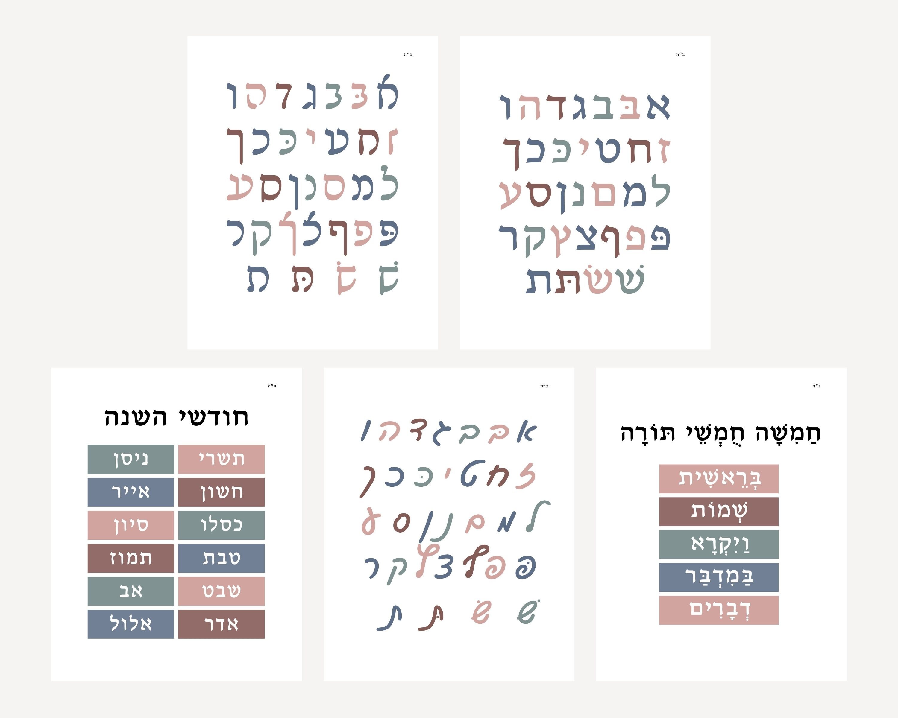 Hebrew Poster Set of 10, Homeschool Printables, Emotion Poster, Jewish ...