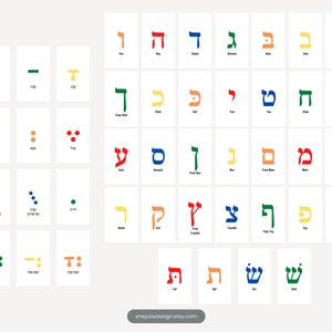 Alef Bet Flash Cards Printable, Hebrew Alphabet, Jewish Cards, Aleph ...