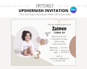 Upsherin Invitation Personalized Photo Upshernish Invite - Etsy