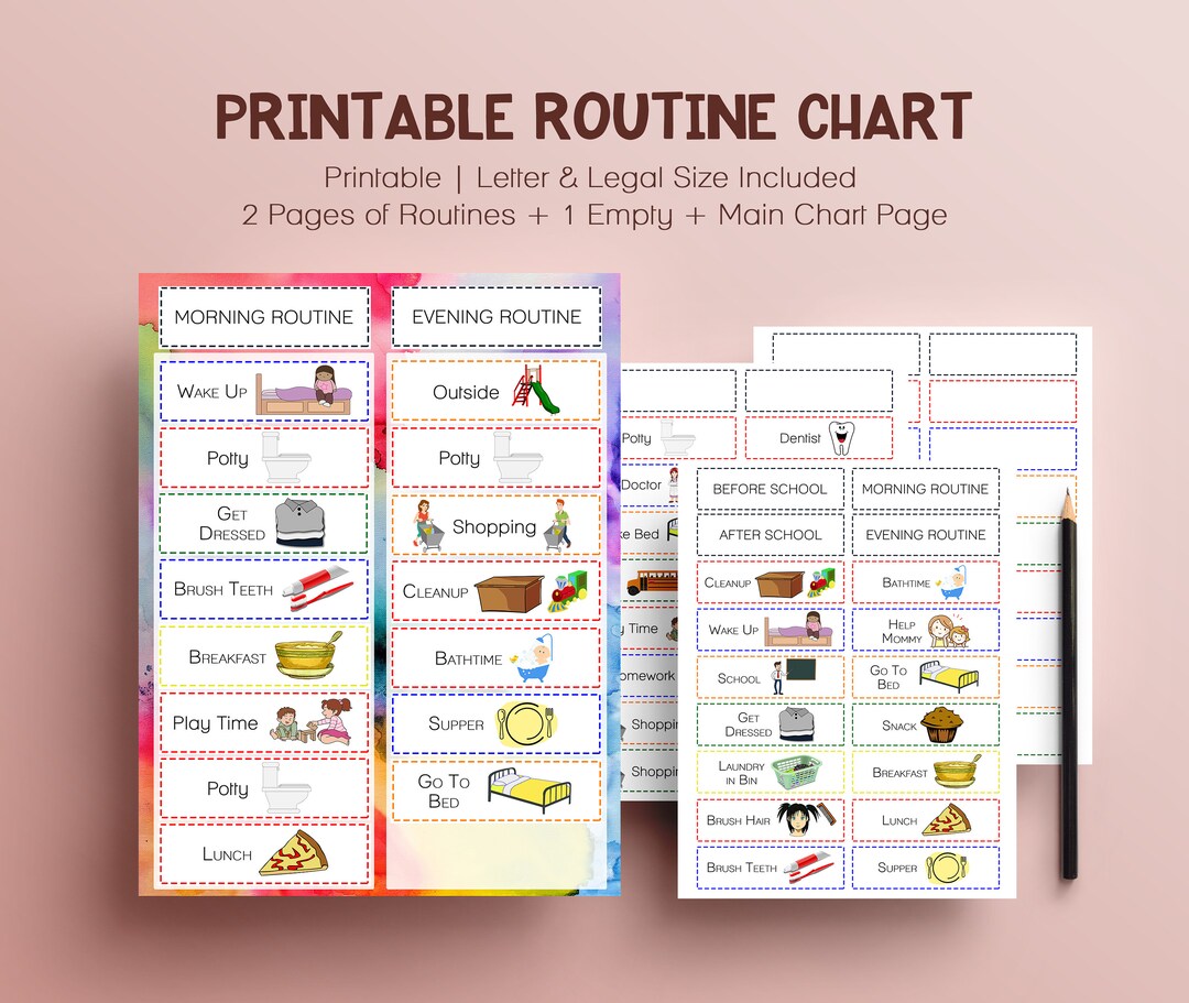 Visual Schedule: Kids Daily Routine Chart With Pictures (PDF) - Etsy