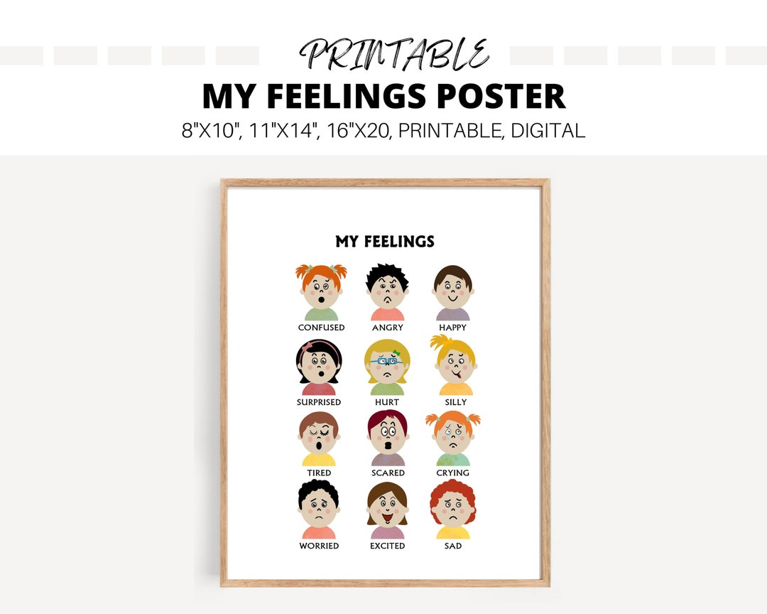 My Feelings Chart, Emotion Poster, Kids Emotion Chart, Educational ...