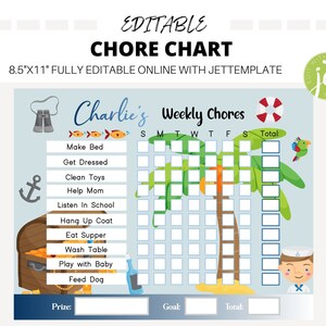 Editable Chore Chart for Toddler, Routine Chart for Toddler, Weekly ...