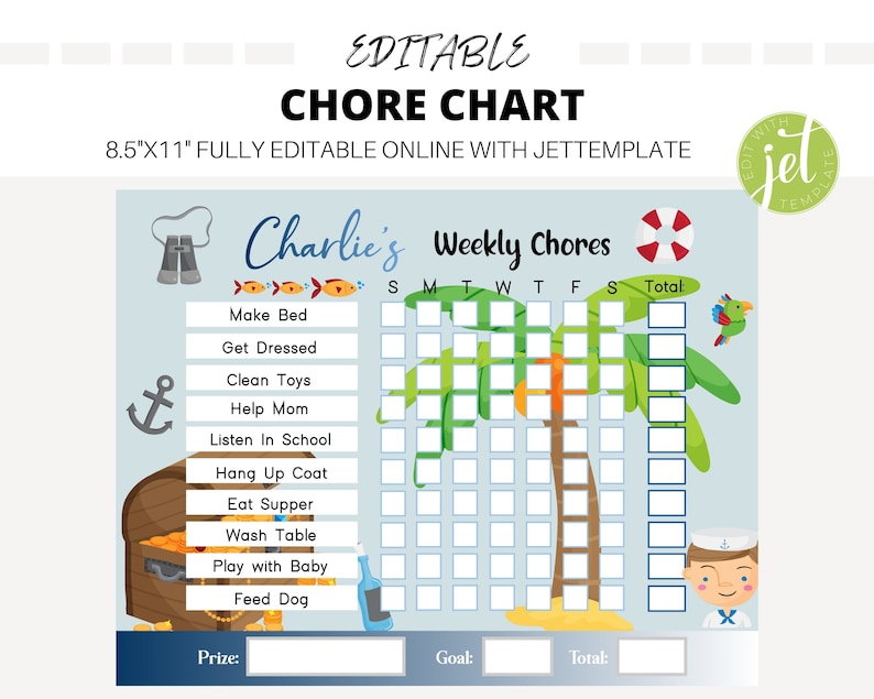 Editable Chore Chart for Toddler, Routine Chart for Toddler, Weekly ...