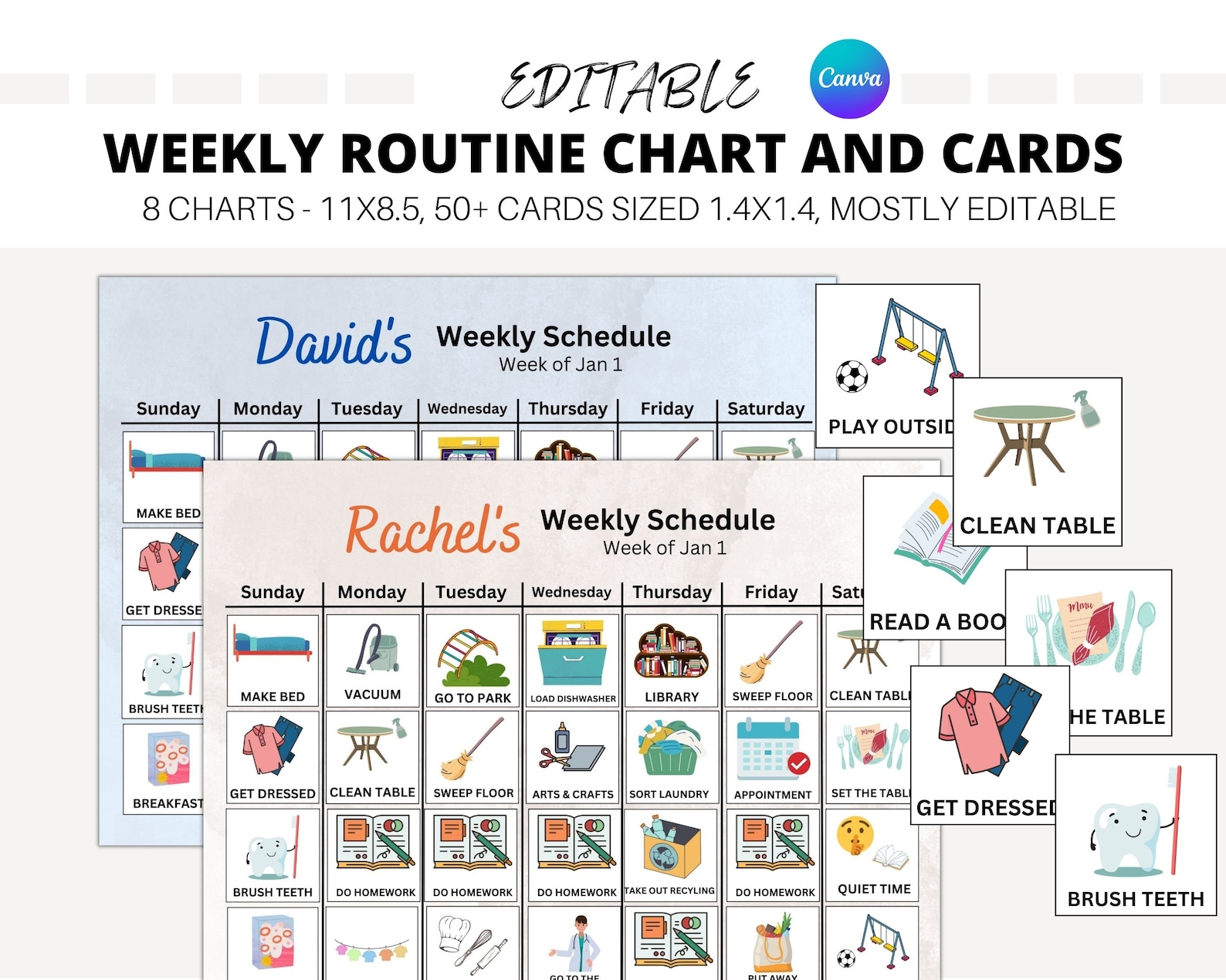 Visual Schedule Weekly Routine Chart Bedtime Chart Morning - Etsy