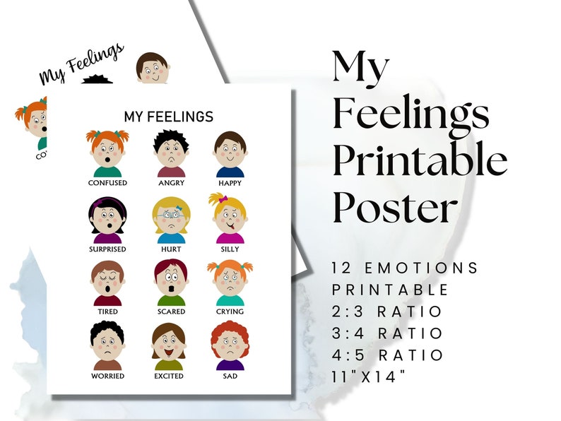 Feelings Chart for Kids Emotion Chart, My Feelings Poster Montessori ...