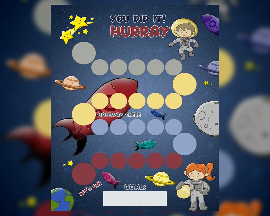 Space Reward Chart for Boys, Printable Sticker Chart for Kids, Potty ...