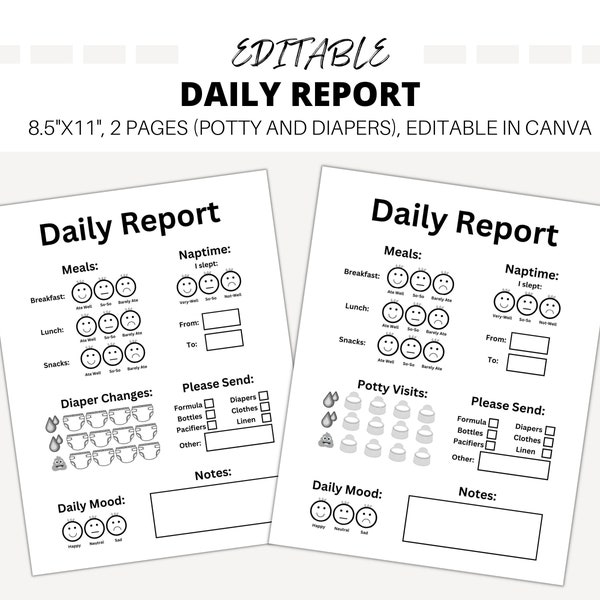 Toddler Daily Report - Etsy