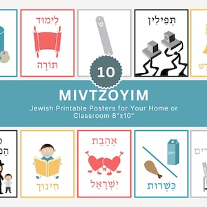 Alef Bet Flash Cards Printable, Hebrew Alphabet, Jewish Cards, Aleph ...