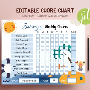 Editable Sticker Chart for Toddler, Reward Chart for Boys, Daily ...