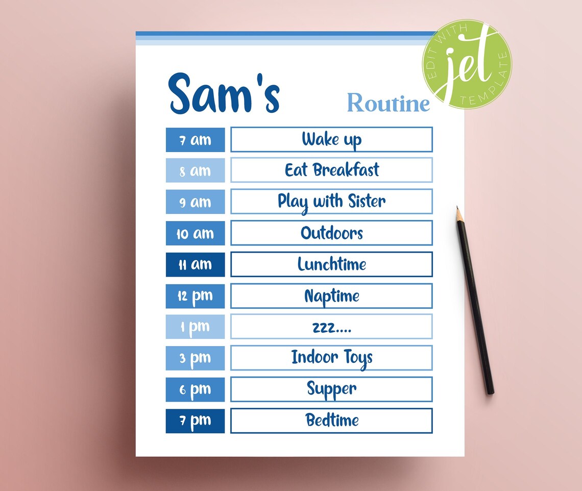 Editable Daily Schedule Template, School Day Routine Chart for Kids ...