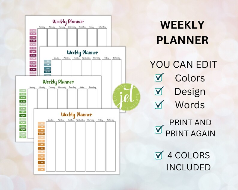 Editable Weekly Block Calendar, Printable Daily Schedule for Toddlers ...