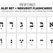Alef Bet Flash Cards Printable, Hebrew Alphabet, Jewish Cards, Aleph ...