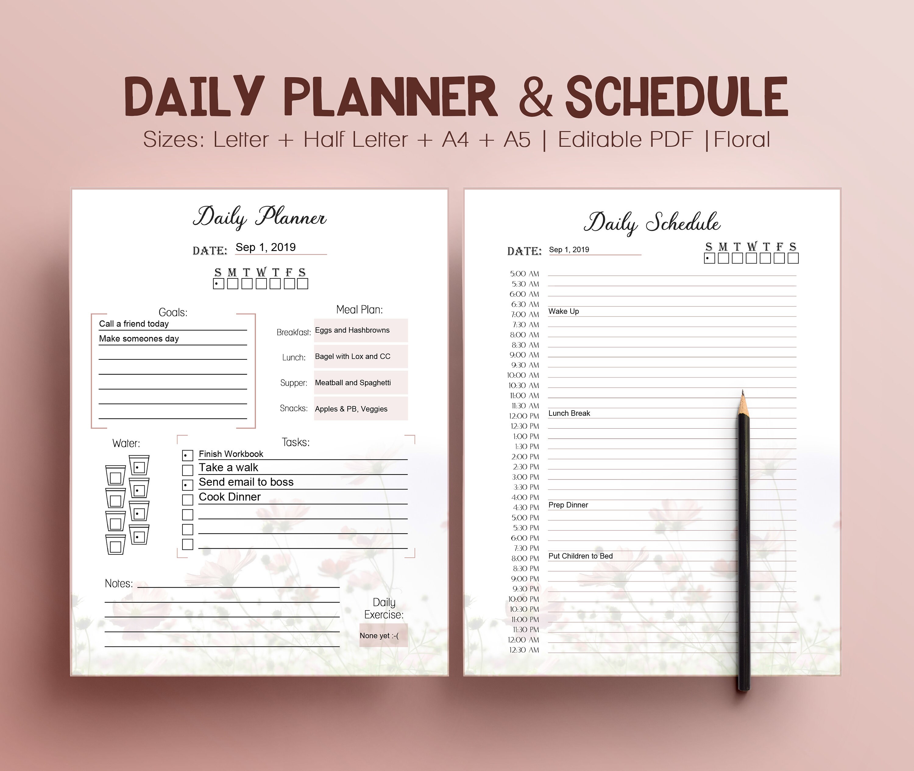 Daily Life Planner Schedule Template Editable Printable Etsy Singapore