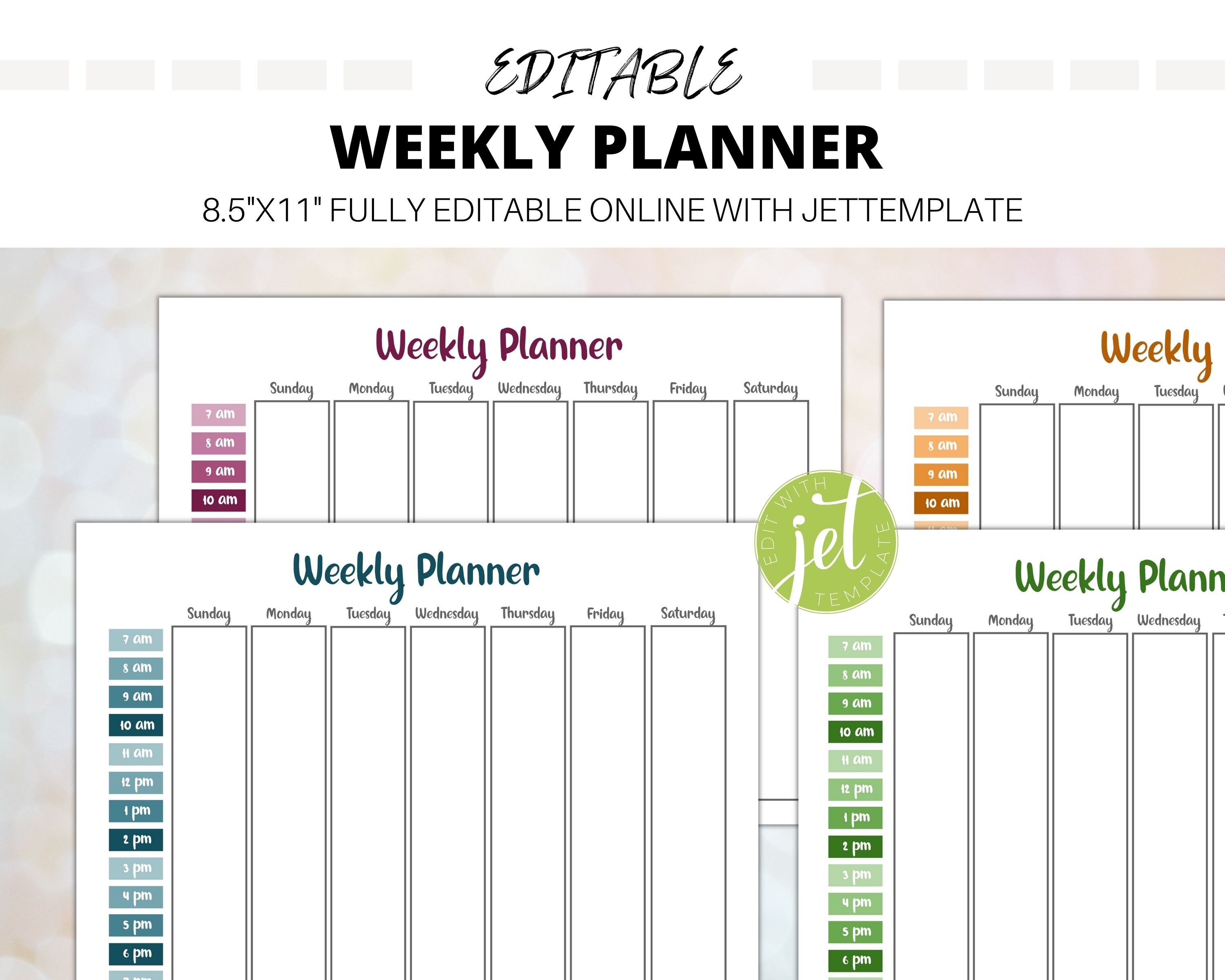 Editable Weekly Block Calendar, Printable Daily Schedule for Toddlers ...