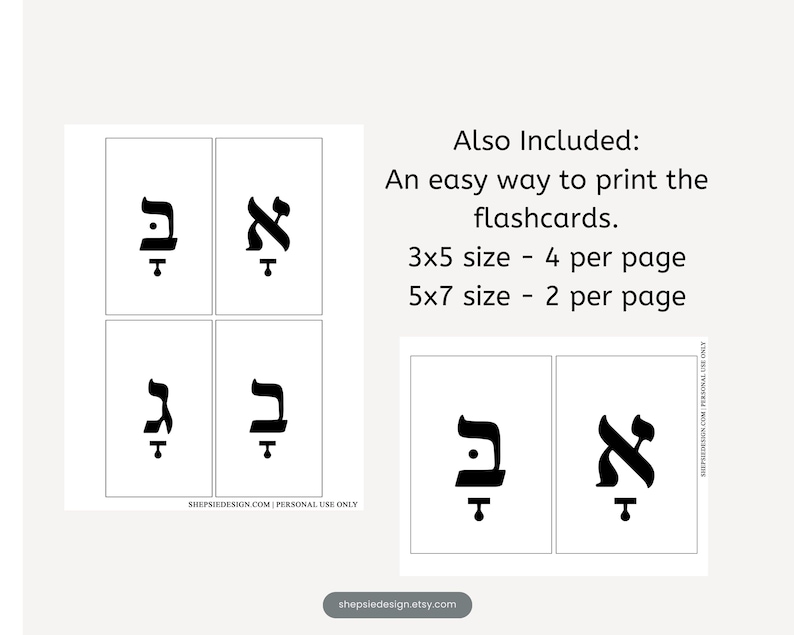 Hebrew Alphabet Flashcards, Alef Bet, Hebrew Letters Printable, Judaica ...