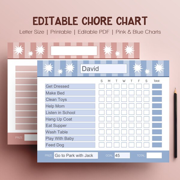 Weekly 4 Year Old Chore Chart - Etsy