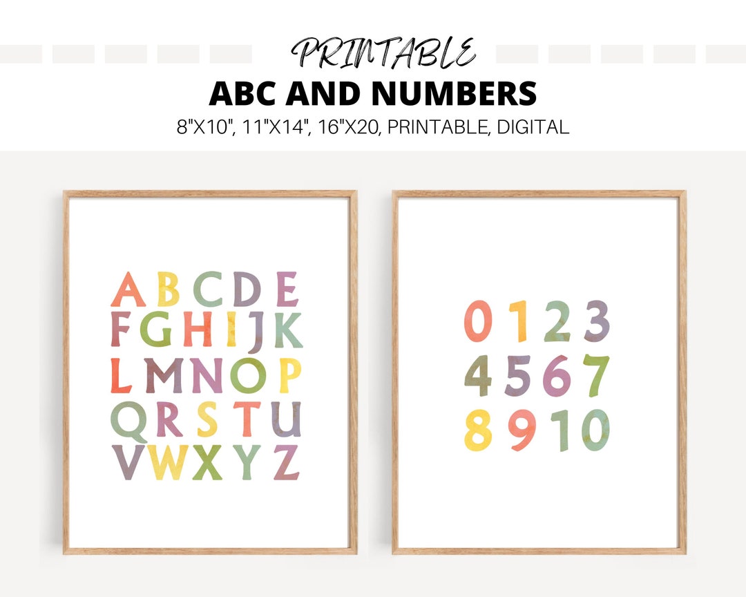 ABC Poster for Classroom, Numbers Poster, Printable Playroom Art ...