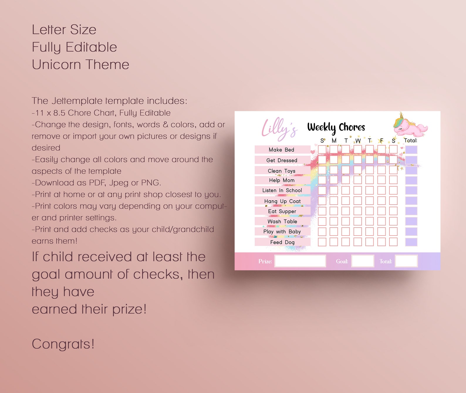 Rainbow Sticker Chart for Kids, Unicorn Reward Chart, Chore Chart for ...