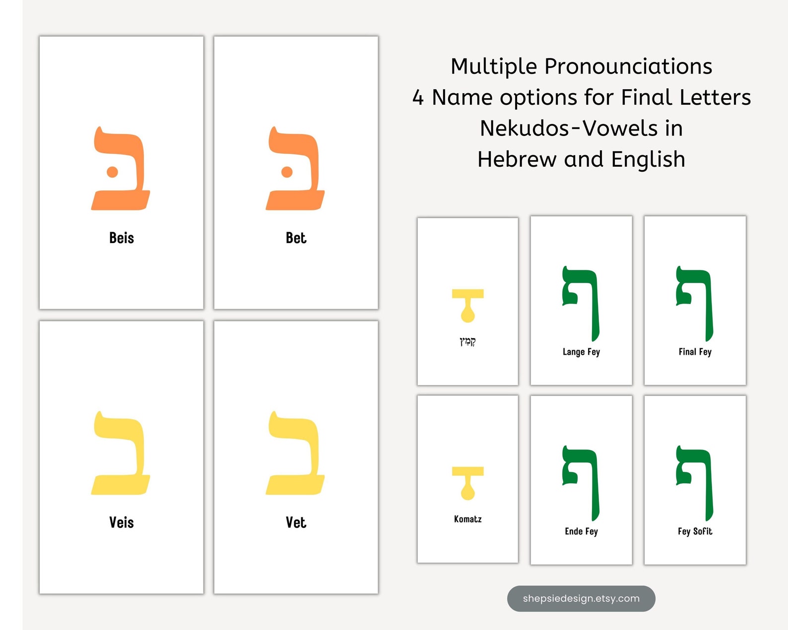 Alef Bet Flash Cards Printable, Hebrew Alphabet, Jewish Cards, Aleph ...