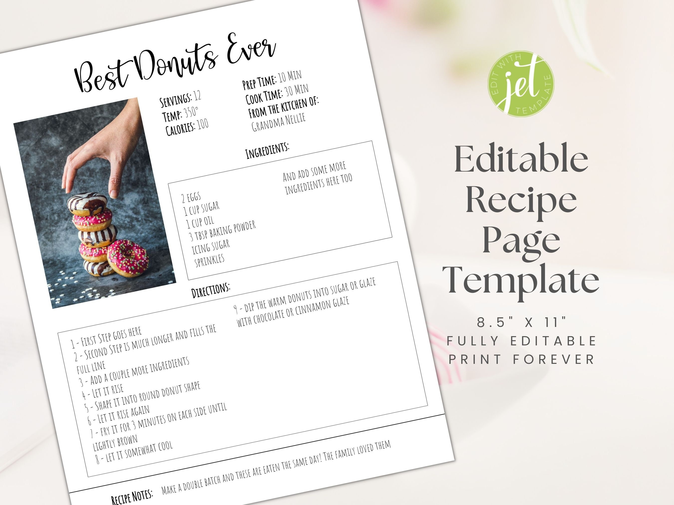 EDITABLE Cook Book Template, Custom Recipe Book Printables, Recipe ...