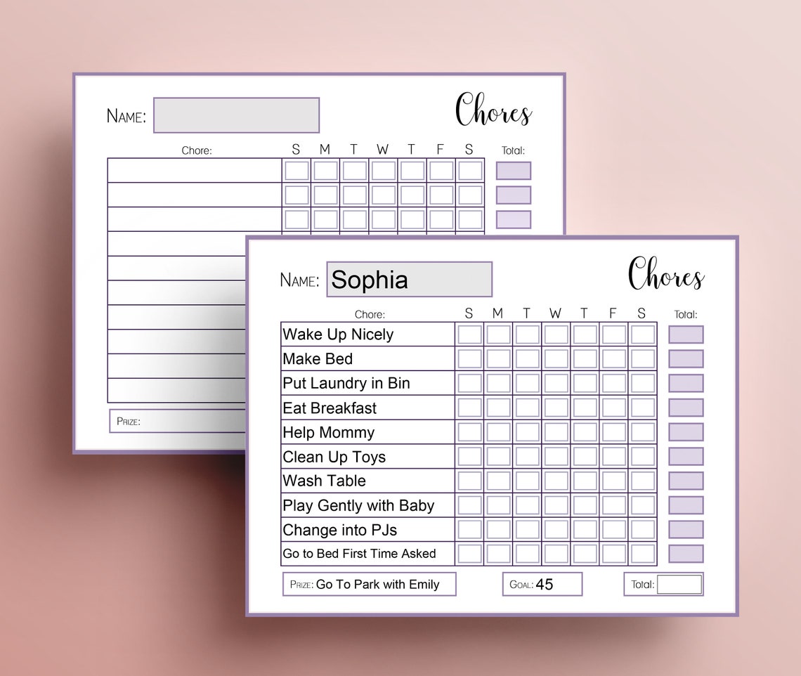 Editable Weekly Schedule for Girls, Printable Chore Chart for Girls ...